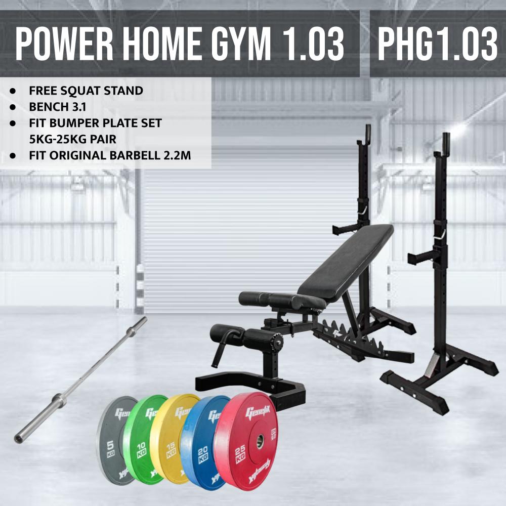 PAKET ALAT FITNESS POWER HOME GYM 1.03 GENETIX FITNESS INDONESIA